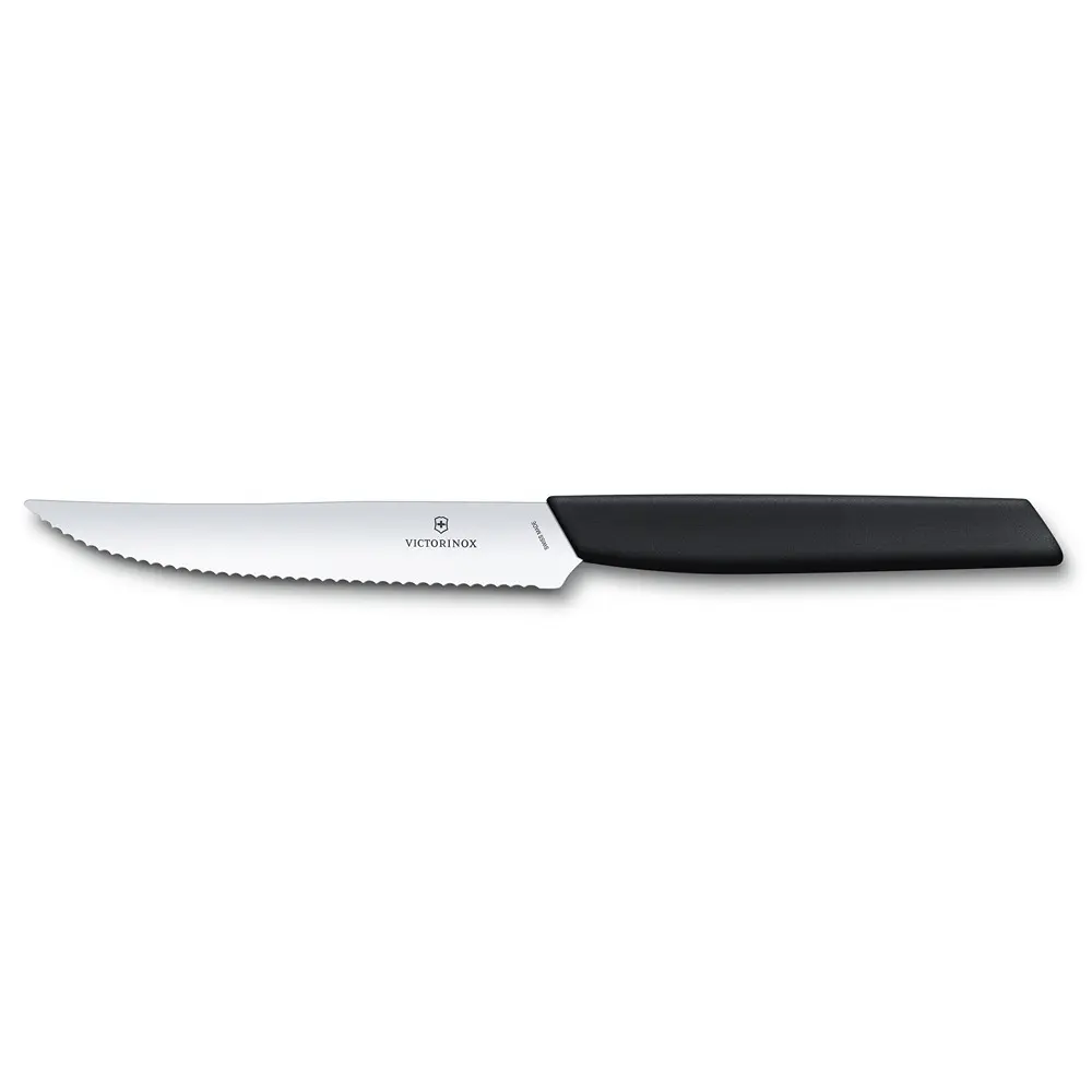 VICTORINOX Kuhinjski nož Swiss Modern, Reckavi, 12 cm, Crni