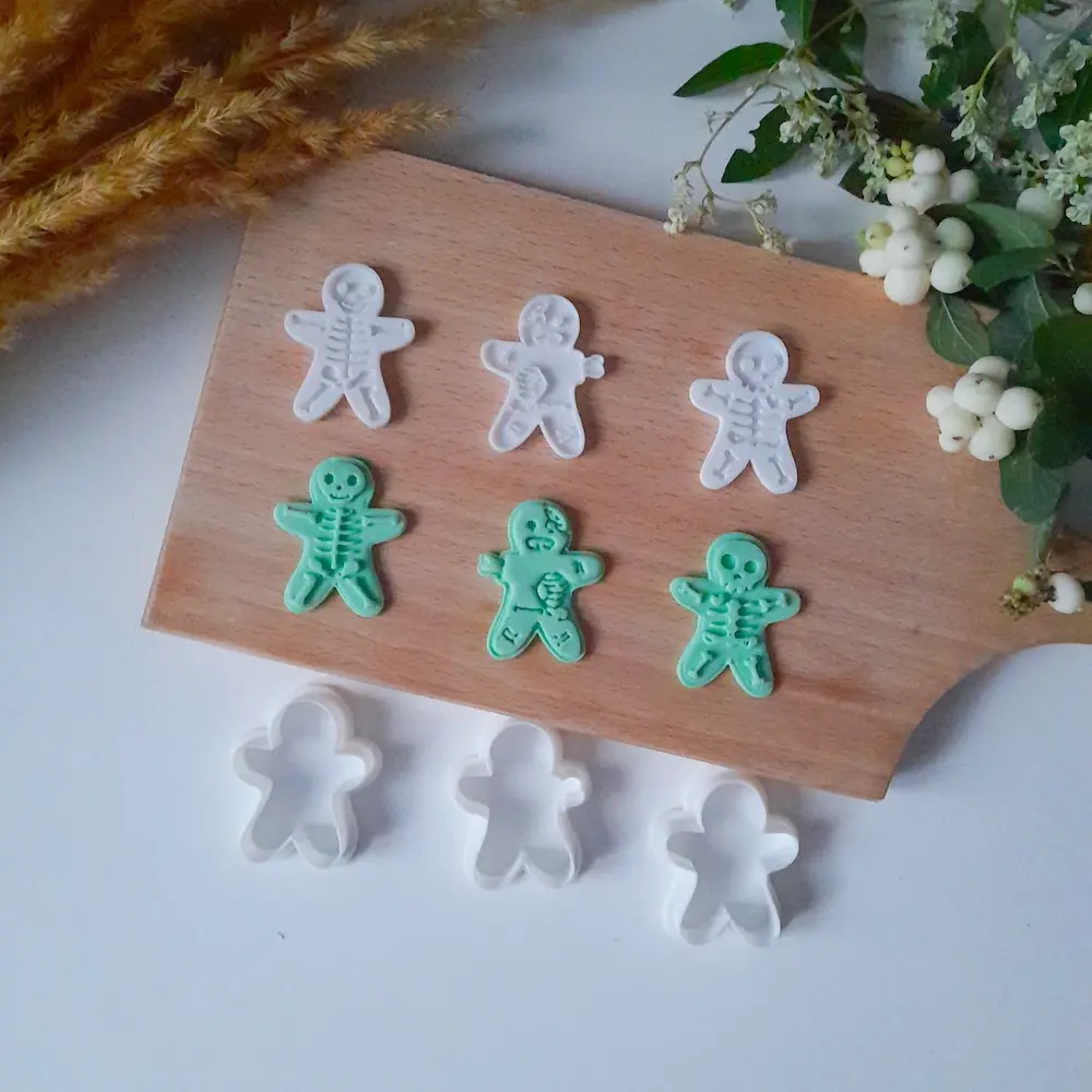 KREATIVNI SLATKIŠI Set modli za kolače Zombi/kostur gingerbreadman, 5 cm, 3 komada, Beli