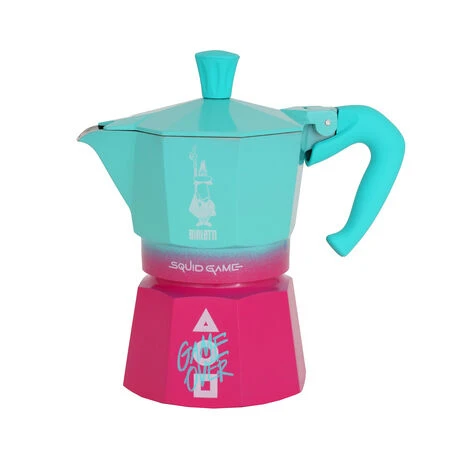 Bialetti Espreso džezva Moka Pot Squid Game, 360ml, Tirkizno-roze