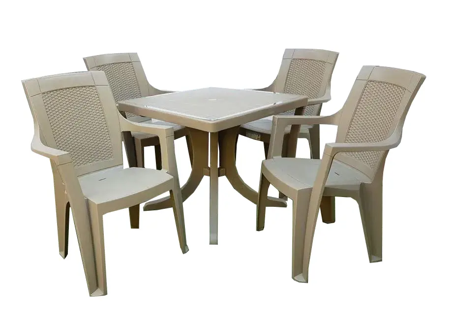 Baštenski set Standard, 4 stolice Ema ratan i sto 80x80cm, Svetlo moka
