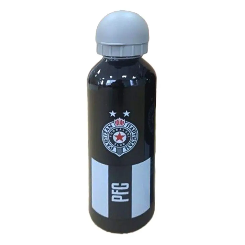 Flašica za decu Alu Flowy Partizan, Aluminijumska, 500 ml, Crna