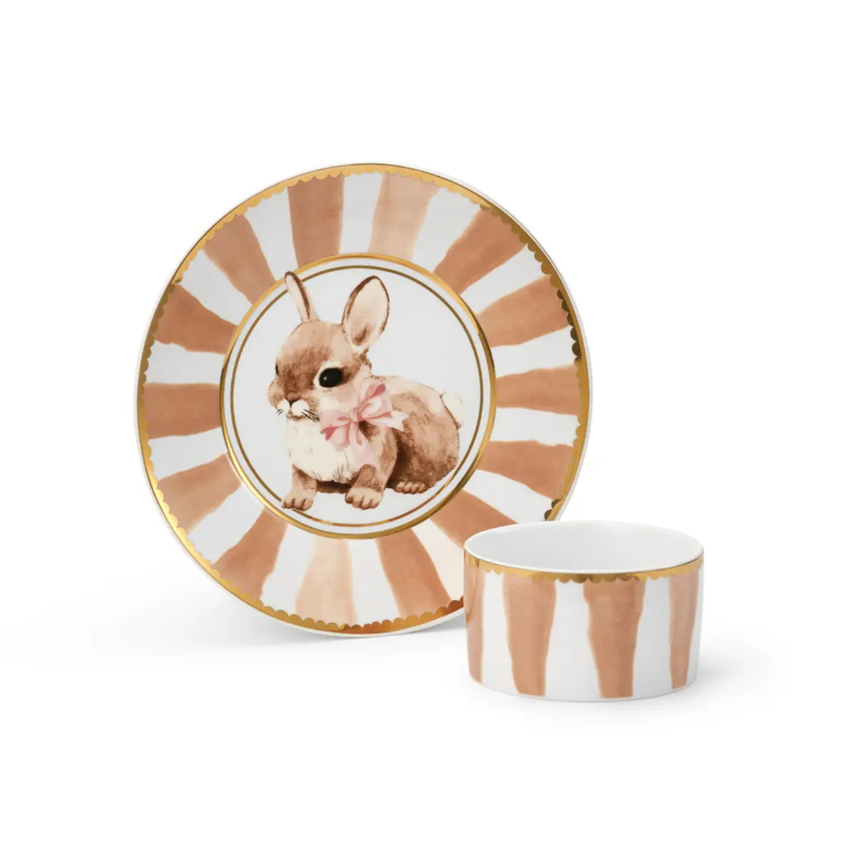 ELODIE DETAILS Porcelanski set za jelo Bunny Darling, Braon