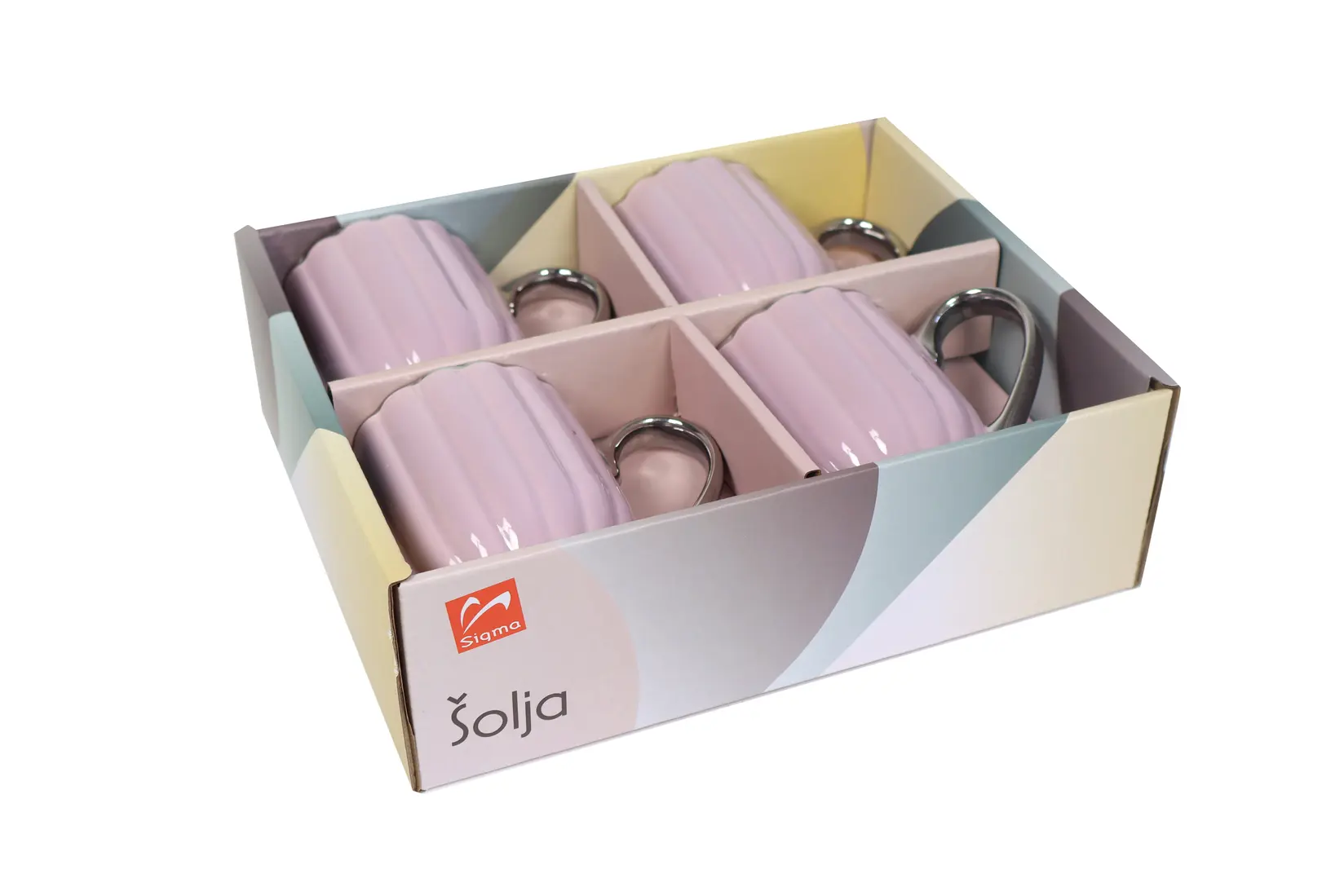 Sigma Set šolja RXG-N241664B, 190ml, Porcelan, 4 komada, Reb-roze