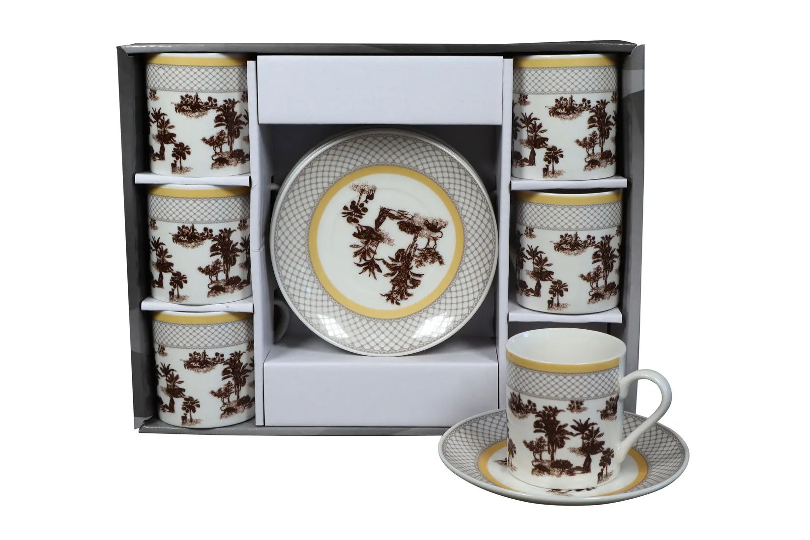 Sigma Set šolja za kafu, porcelan, 120ml 6/1 (Gold/Red) YK120C-8898