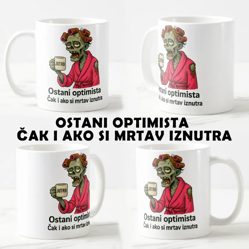 Keramicka šolja Ostani optimista (1 kom)