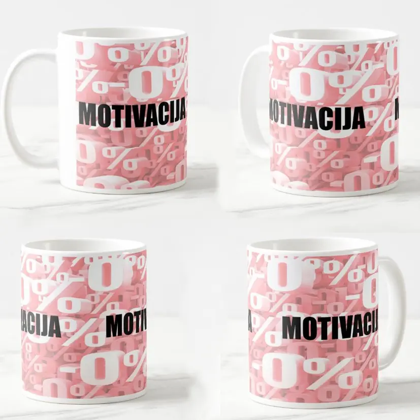 Keramička šolja Motivacija 0%, 330ml, Roze