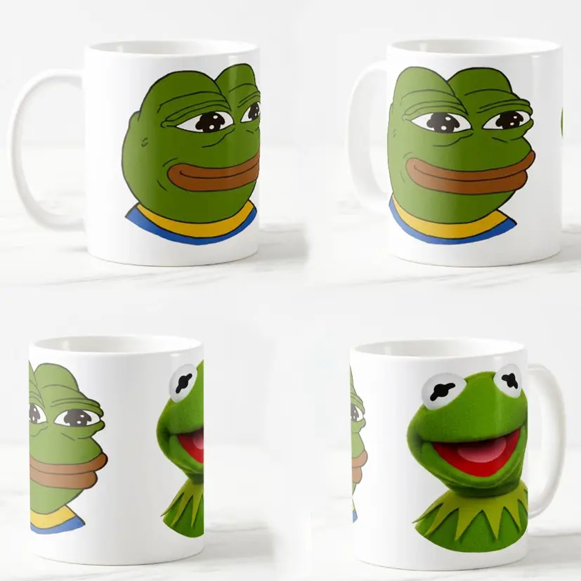 Keramička šolja Pepe i Kermit, 330ml, Višebojna