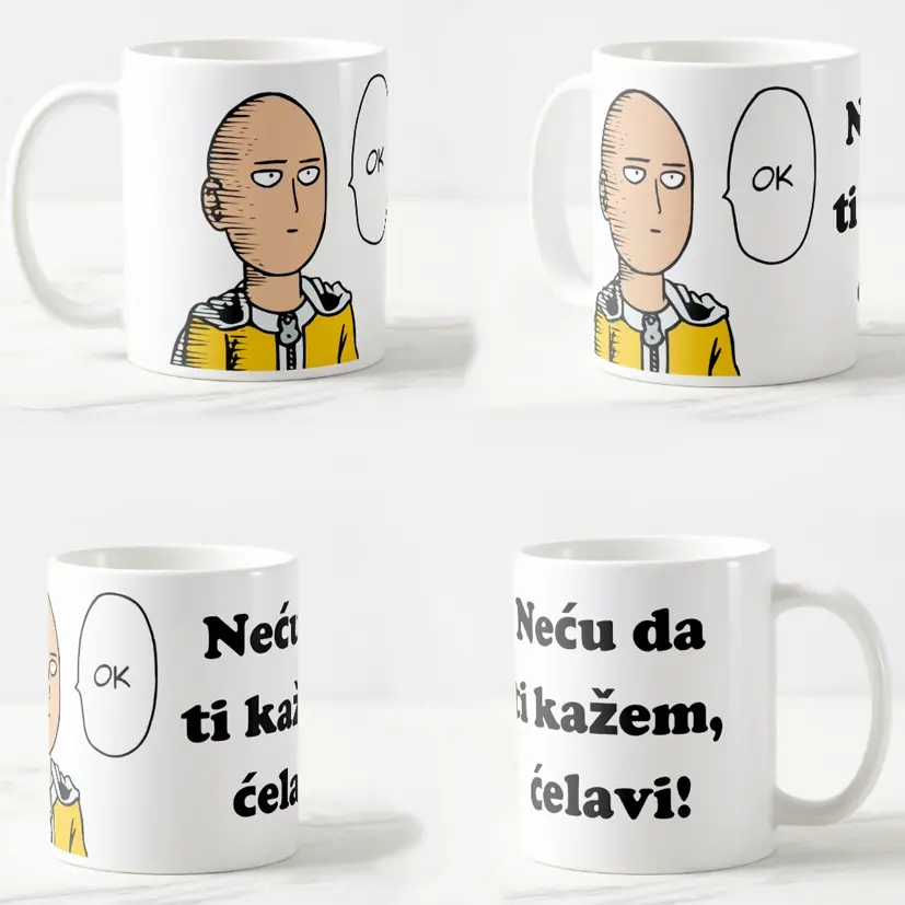 Keramicka šolja Neću da ti kažem, ćelavi (One Punch Man)