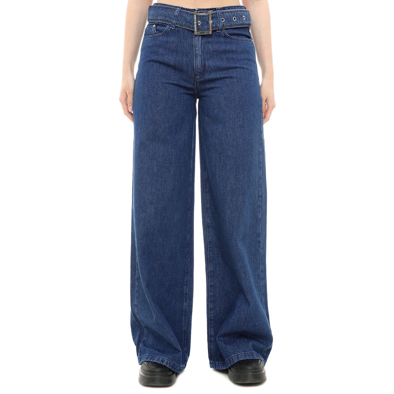 Ženske farmerke Karl Lagerfeld belted wide leg denim pants