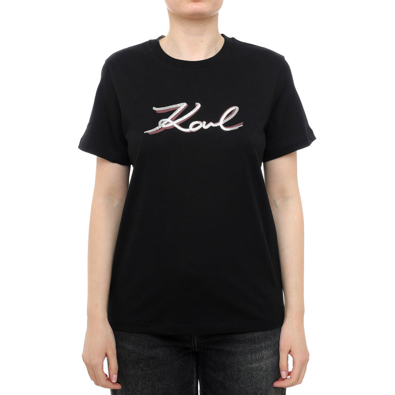 Ženska majica Karl Lagerfeld signature sequins t-shirt