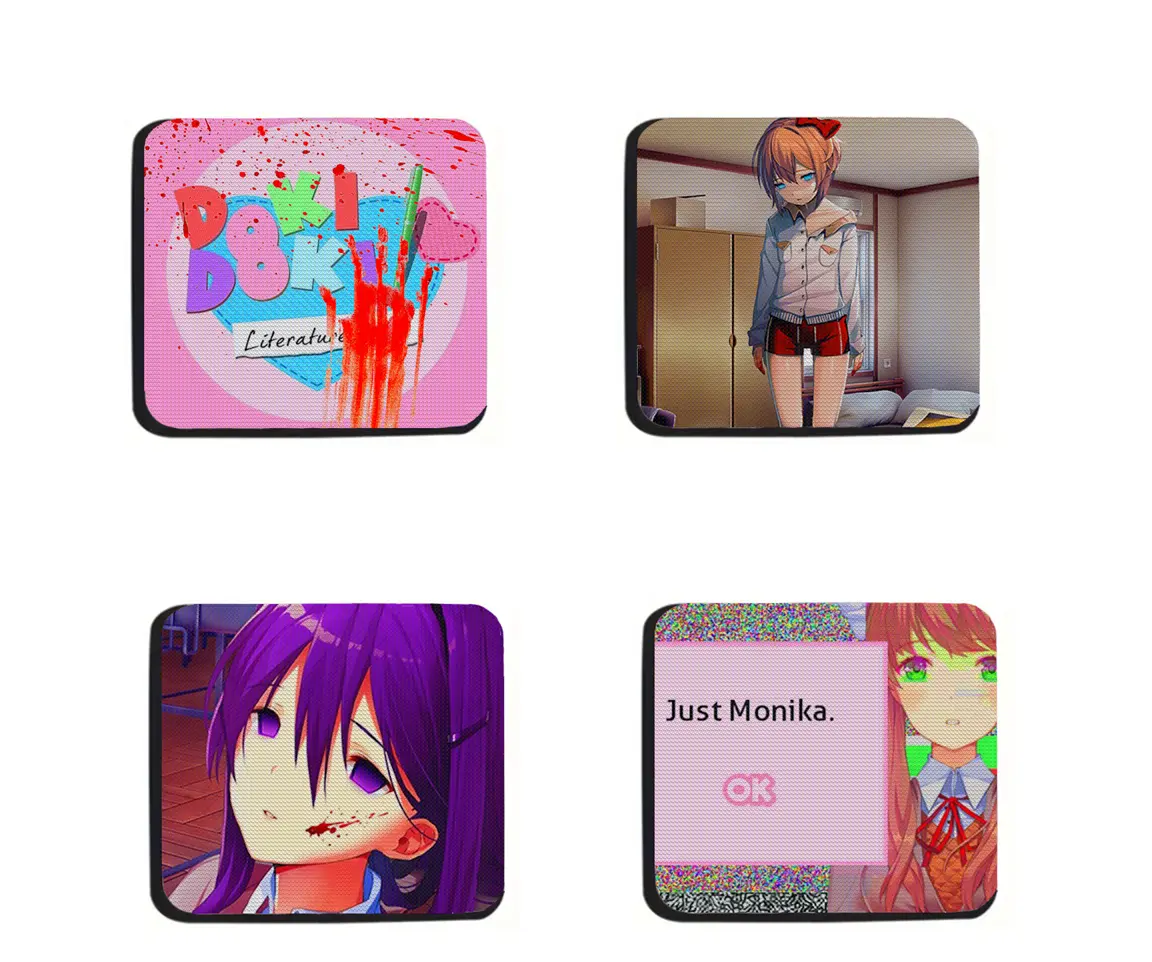 Podmetači za čaše anime game Doki Doki Literature Club, 4 komada, Višebojni