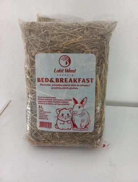 LUKIĆ WOOD, Sitno seno za životinje i sitne glodare Bed&Breakfast, 400g/8l