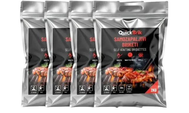 QuickBrik Samozapaljivi briketi za roštilj PRO, Paket 4 x 2kg