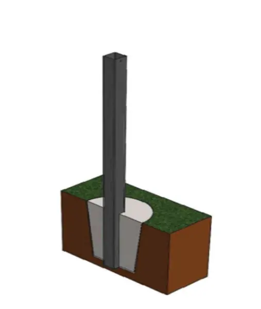 Stub za 3D panelnu ogradu 50x50/1,5mm x 2.5m, usadni toplocinkovan i plastificiran, Antracit RAL 7016