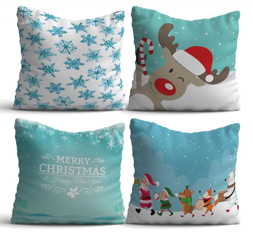 Aberto Design NYXMAS11 Set od 4 dekorativnih jastuka, 43 x 43 cm, Plavi