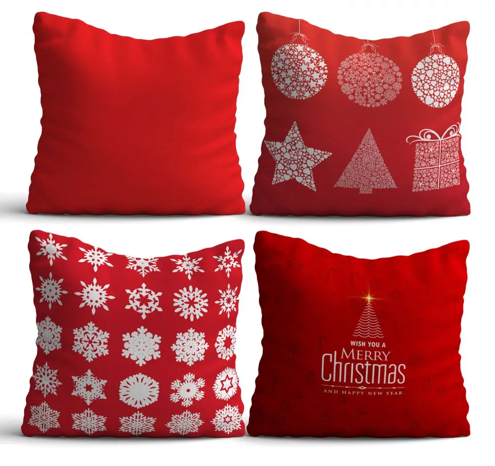 Aberto Design NYXMAS07 Set od 4 dekorativnih jastuka, 43 x 43 cm, Crveni