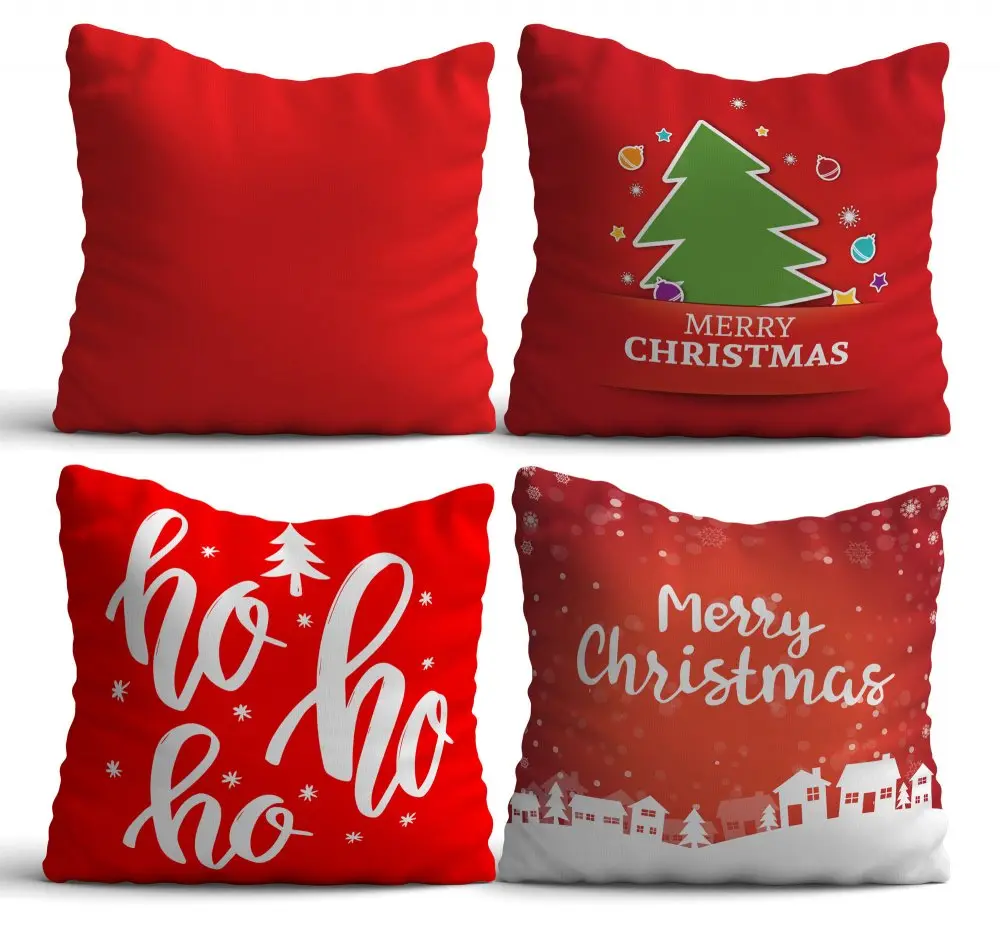 Aberto Design NYXMAS06 Set od 4 dekorativnih jastuka, 43 x 43 cm, Crveni