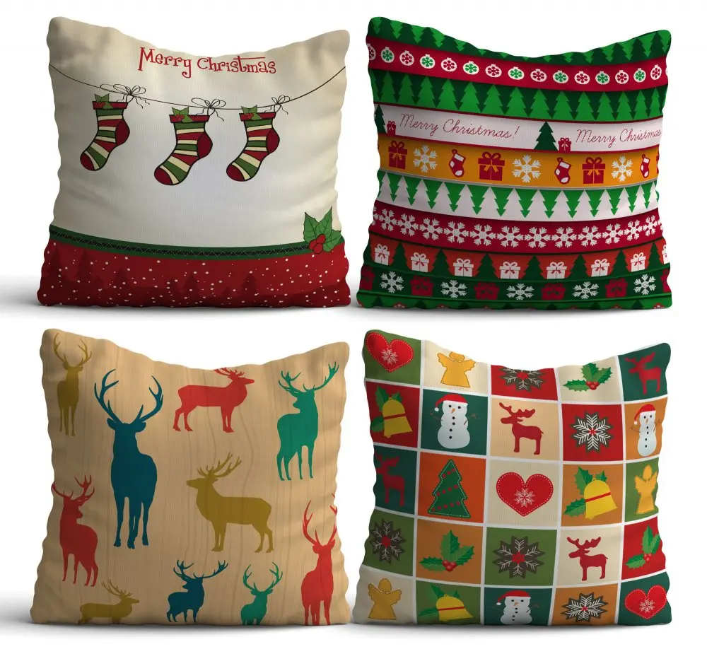 Aberto Design NYXMAS05 Set od 4 dekorativnih jastuka, 43 x 43 cm, Šareni