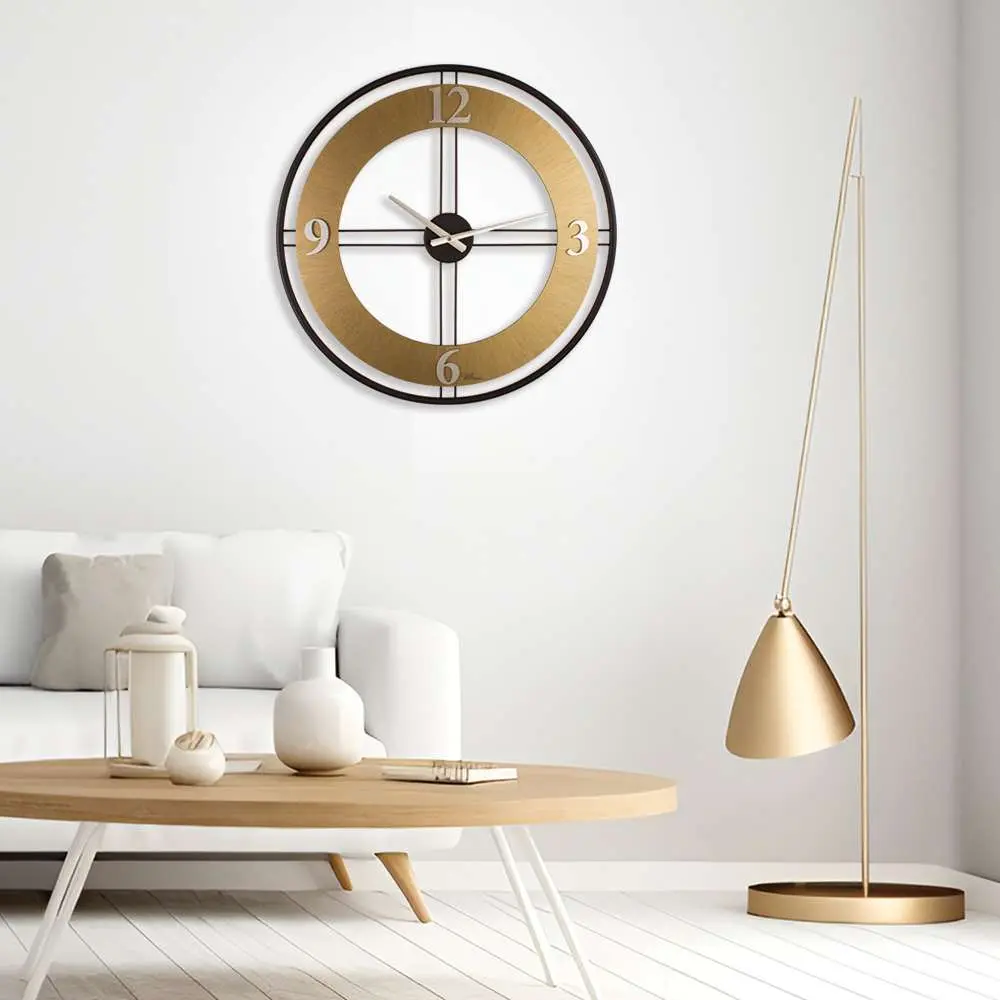 Wallity Zidni sat Metal Wall Clock, 62x62 cm, Zlatno-crne boje