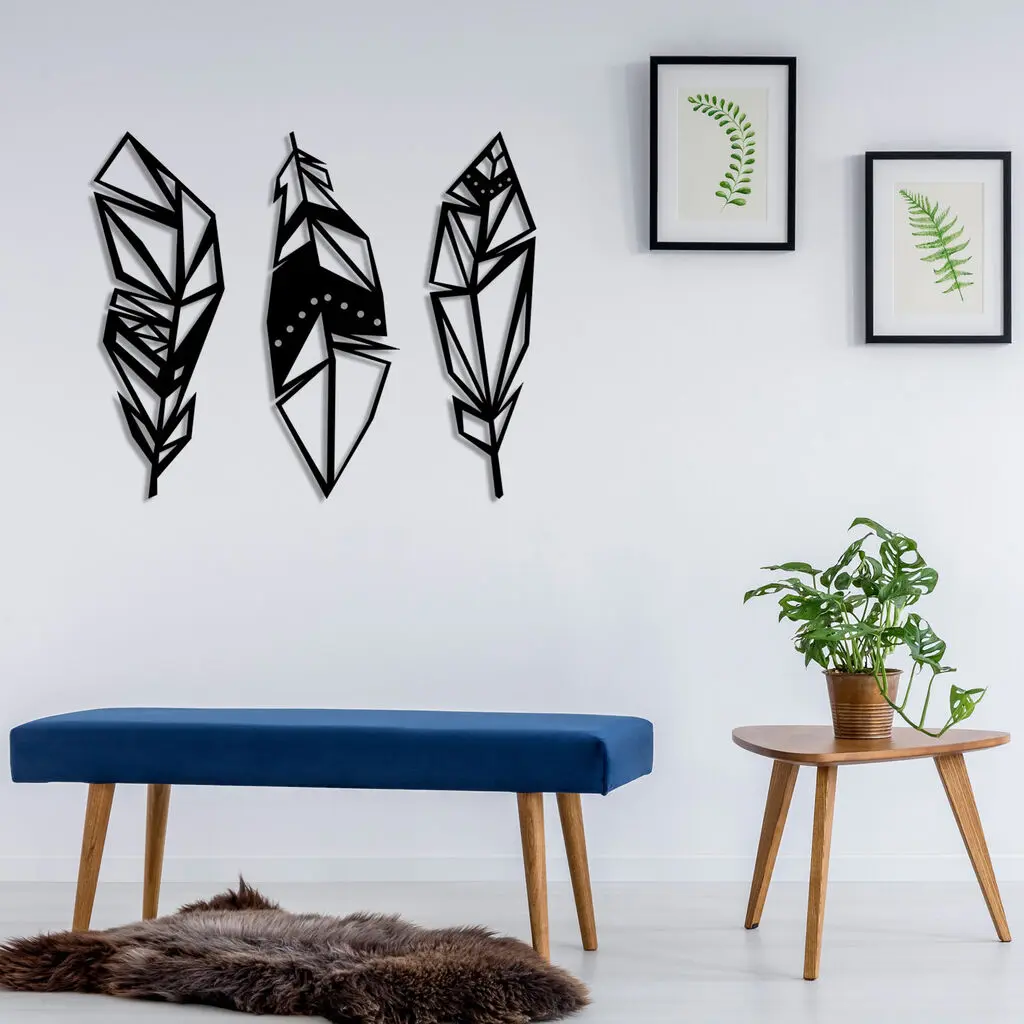 Wallity Zidna dekoracija Feather Metal Decor, 78 x 65 cm, Crna