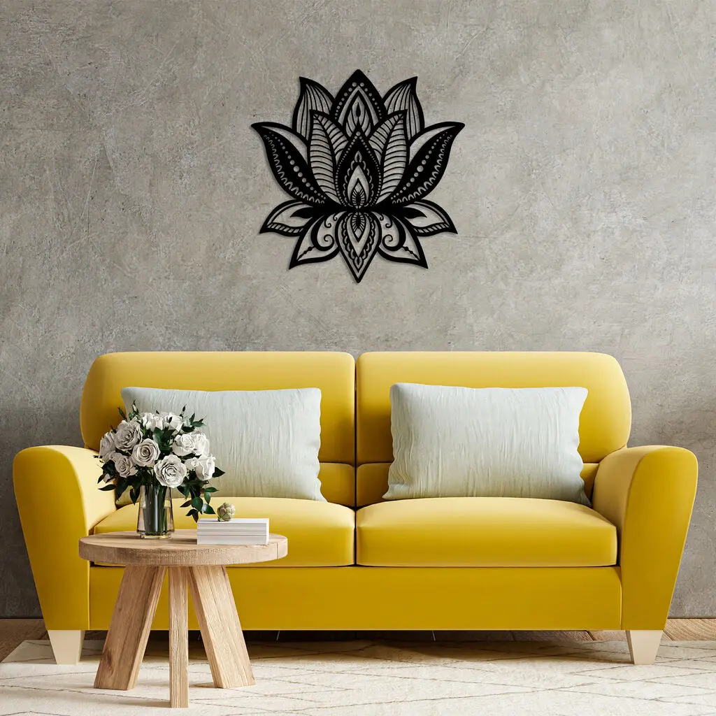 Wallity Zidna dekoracija Lotus - 314, 70 x 70 cm, Crna