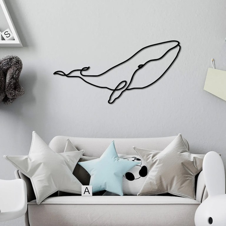 Wallity Zidna dekoracija Whale-L, 70x34 cm, 1.5 mm, Crna