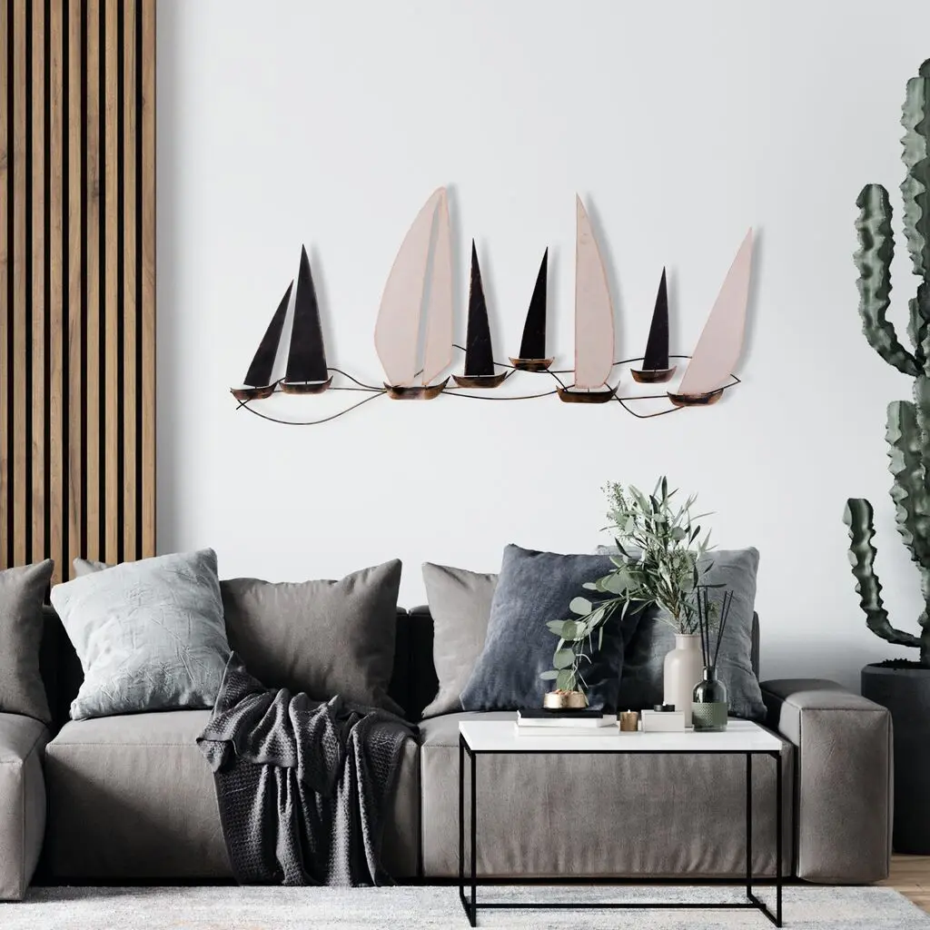 Wallity Metalna zidna dekoracija brodići 117x5x52 cm šarena