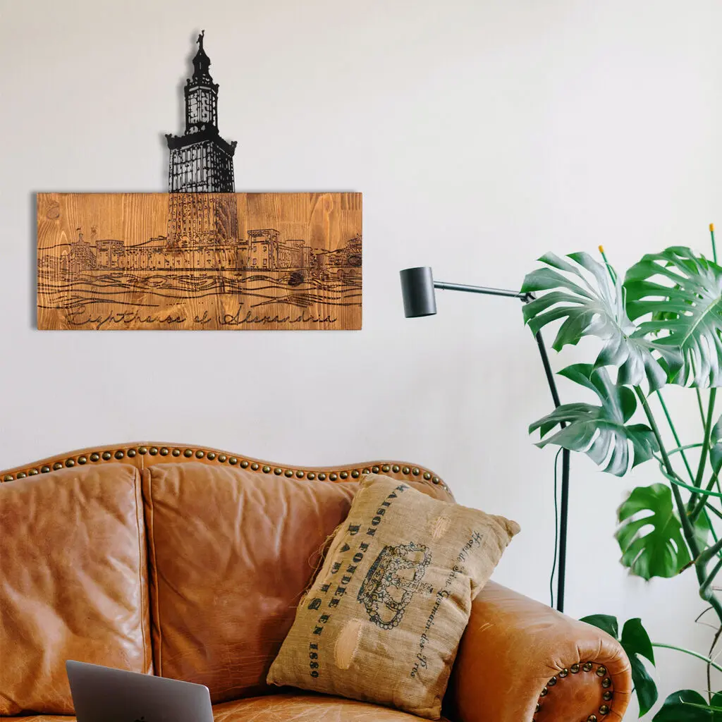 Wallity Zidna dekoracija Alexandria Lighthouse, 54 x 58 cm, Crna