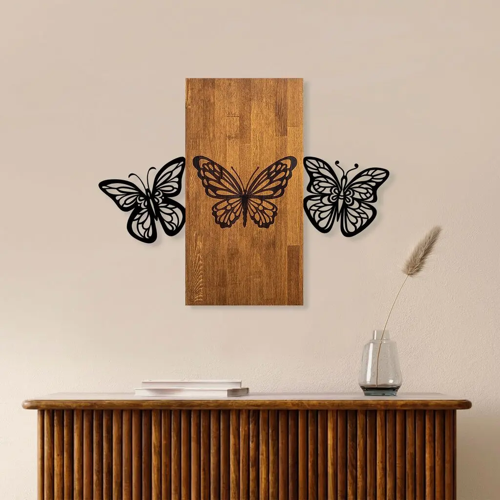 Wallity Zidna dekoracija Butterflies 2, 74 x 58 cm, Smeđa