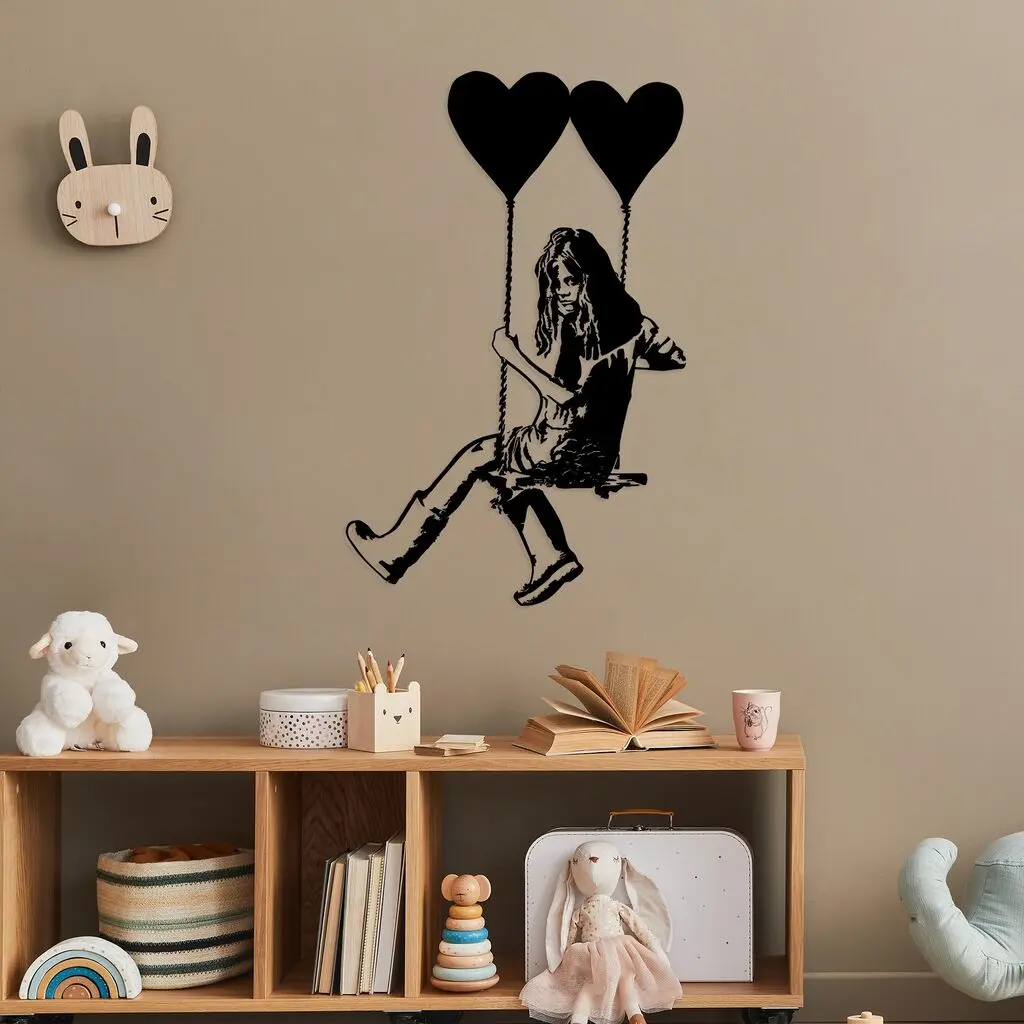 Wallity Zidna dekoracija Banksy Art, 50 x 79 cm, Crna