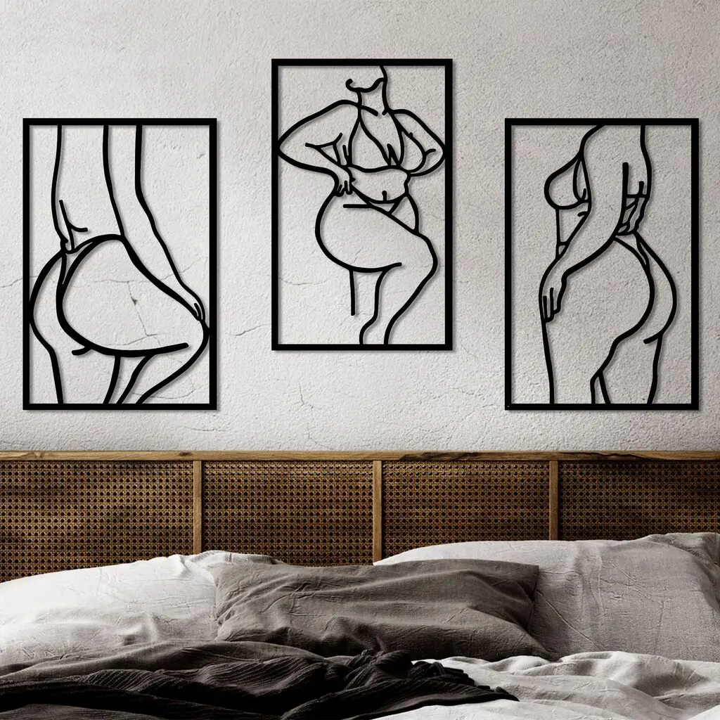 Wallity Zidna dekoracija Body Positive Line, 47 x 70 cm, Crna