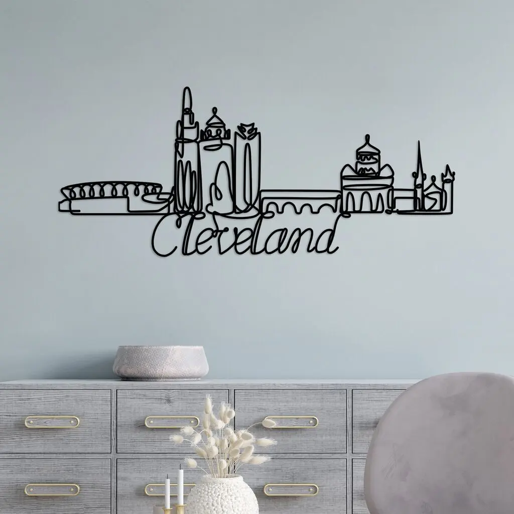 Wallity Zidna dekoracija Cleveland, 120 x 50 x 1,5 cm, Crna