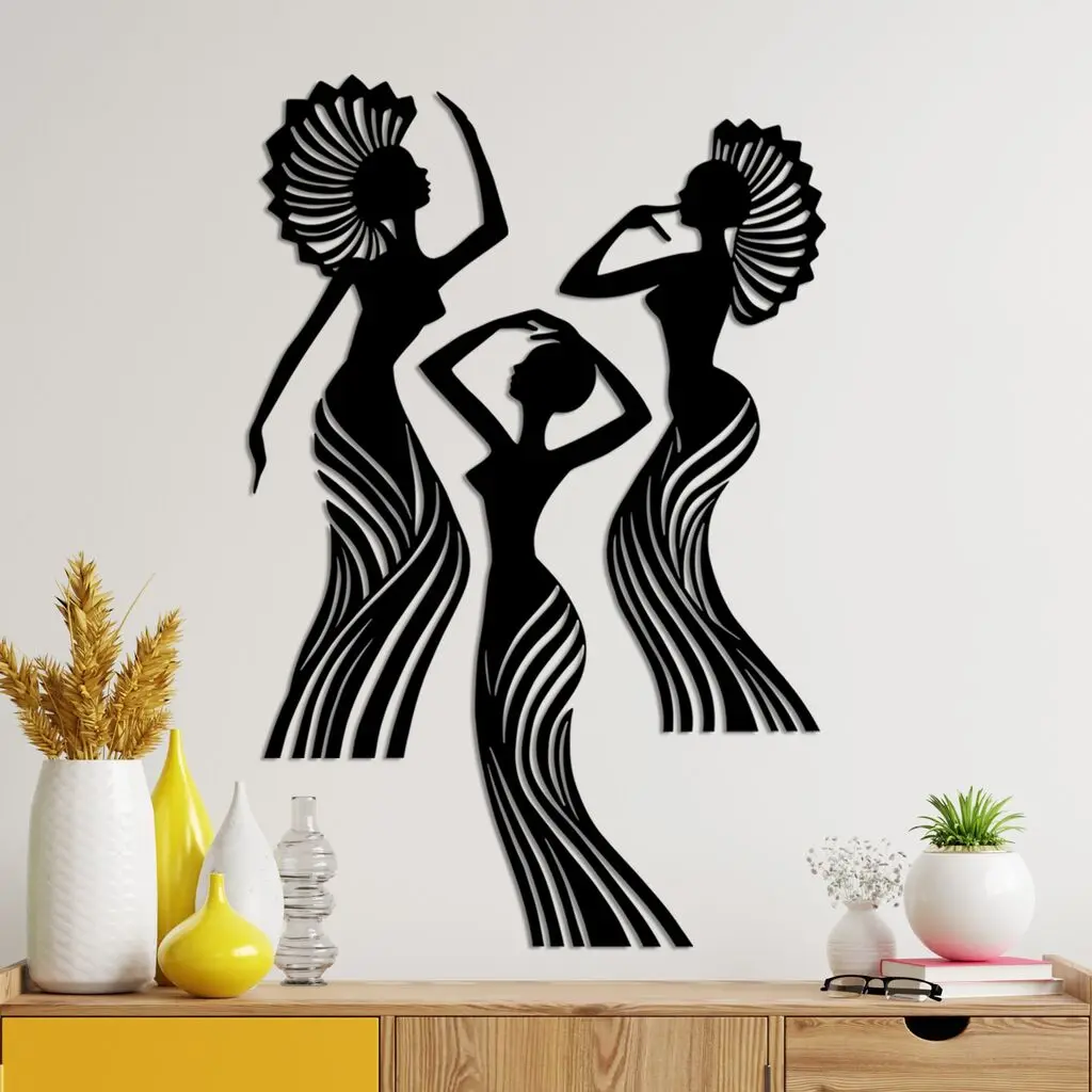Wallity Zidna dekoracija African Woman Dance, 30 x 78 cm, Crna
