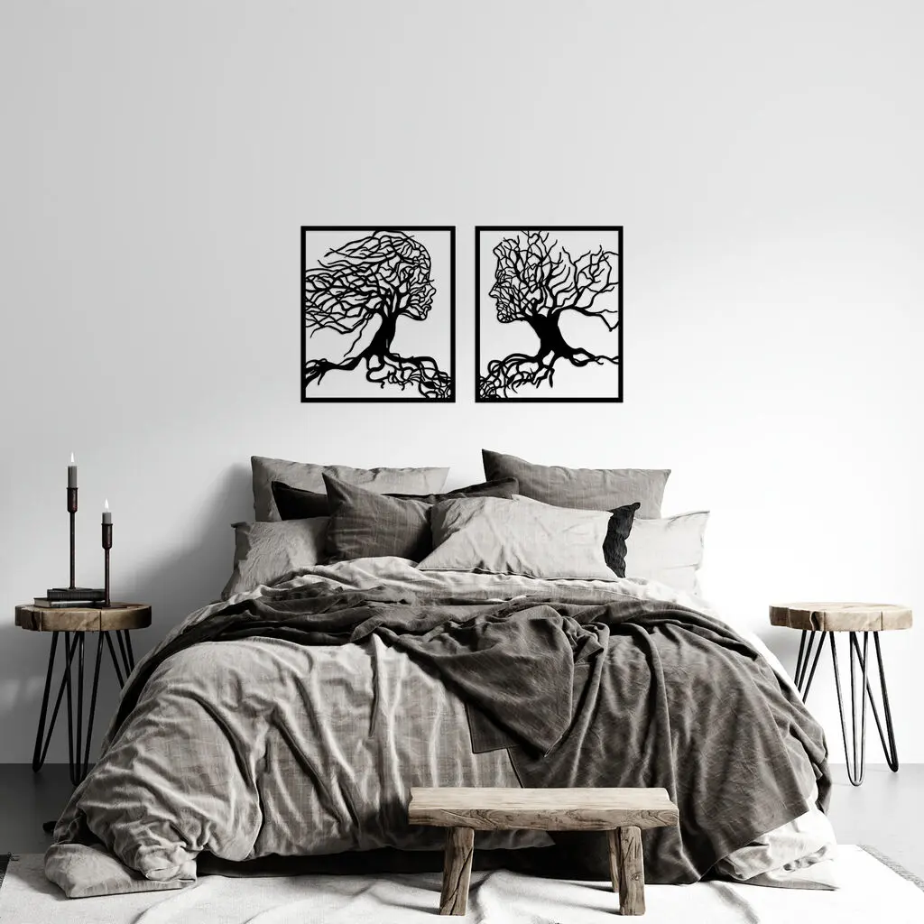 Wallity Zidna dekoracija Tree Man And Woman - 324, 50 x 58 cm, Crna