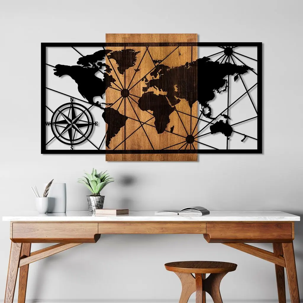 Wallity Zidna dekoracija World Map 3-L, 70 x 120 cm, Smeđa