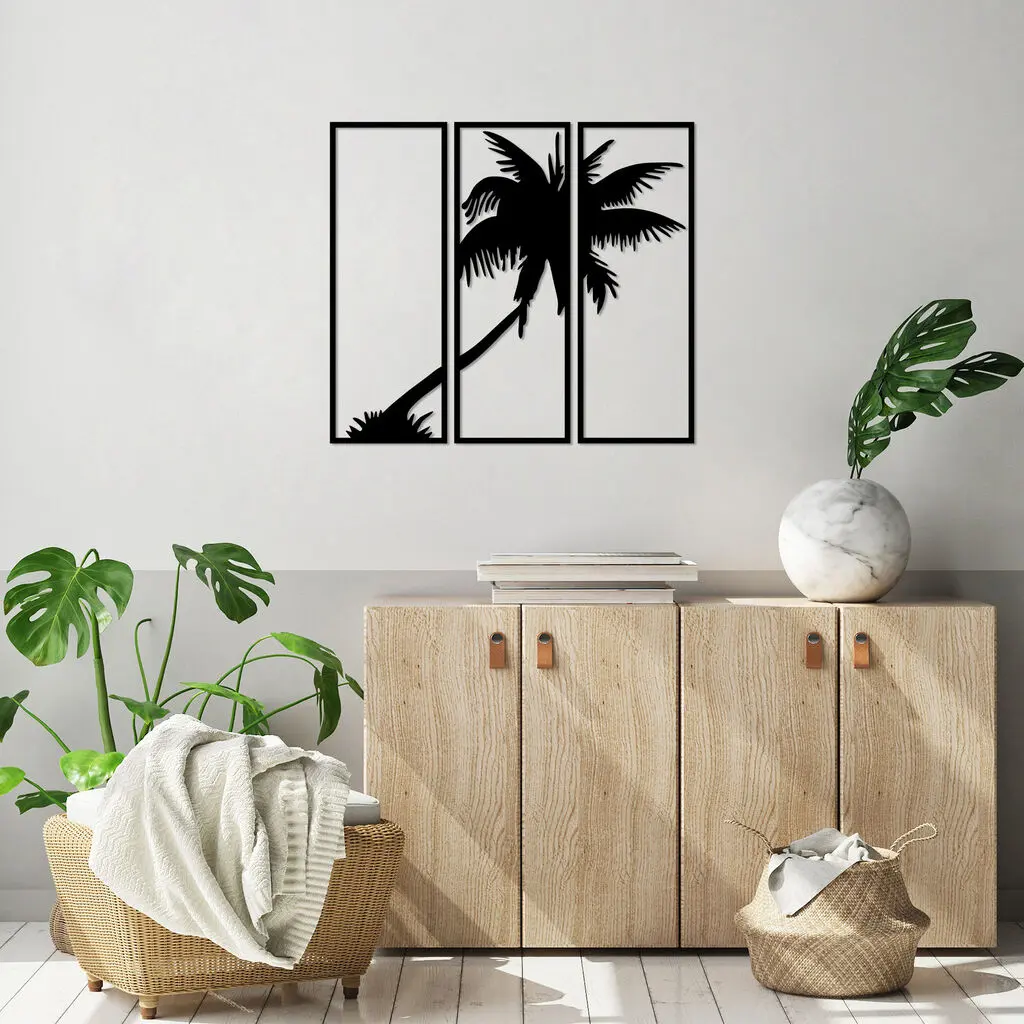 Wallity Zidna dekoracija Palm 3 - 453, 32 x 1,5 x 88 cm, Crna