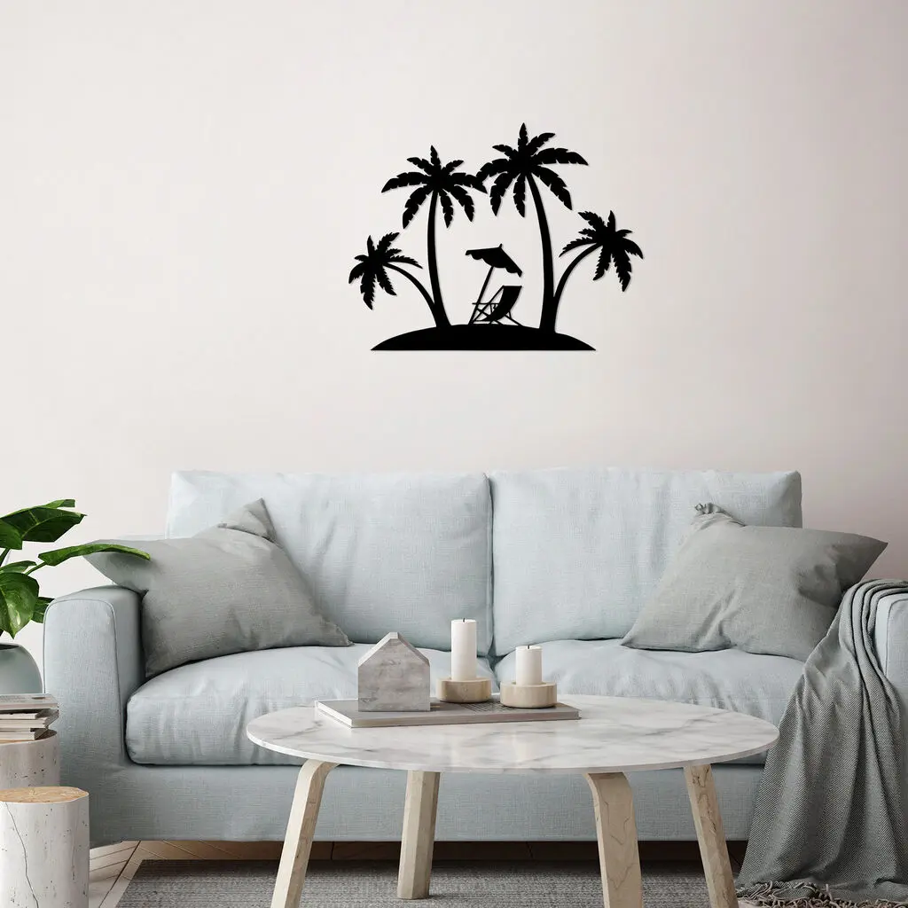 Wallity Zidna dekoracija Palm - 433, 70 x 54 cm, Crna