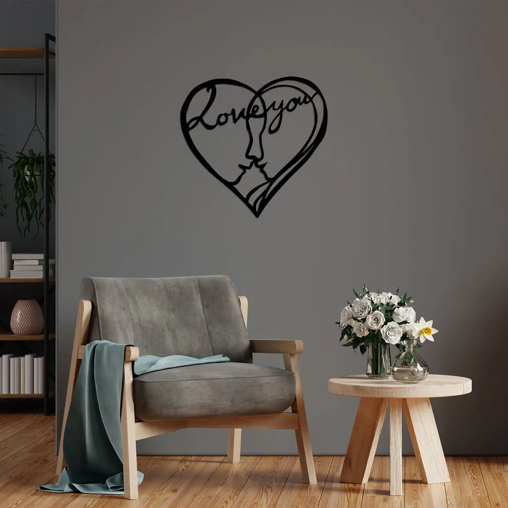 Wallity Zidna dekoracija I Love You, 68 x 71 cm, Crna