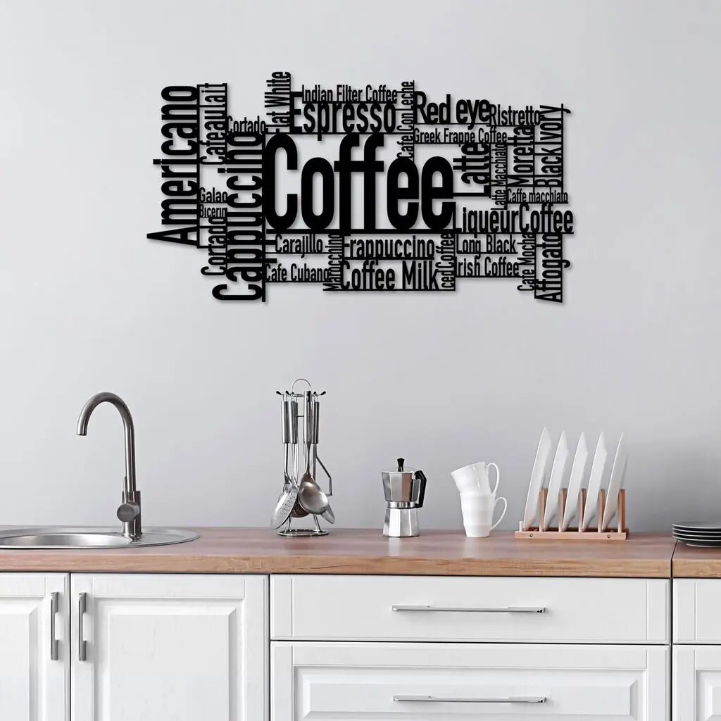 Wallity Zidna dekoracija Coffee Or What?, 86 x 47 cm, Crna