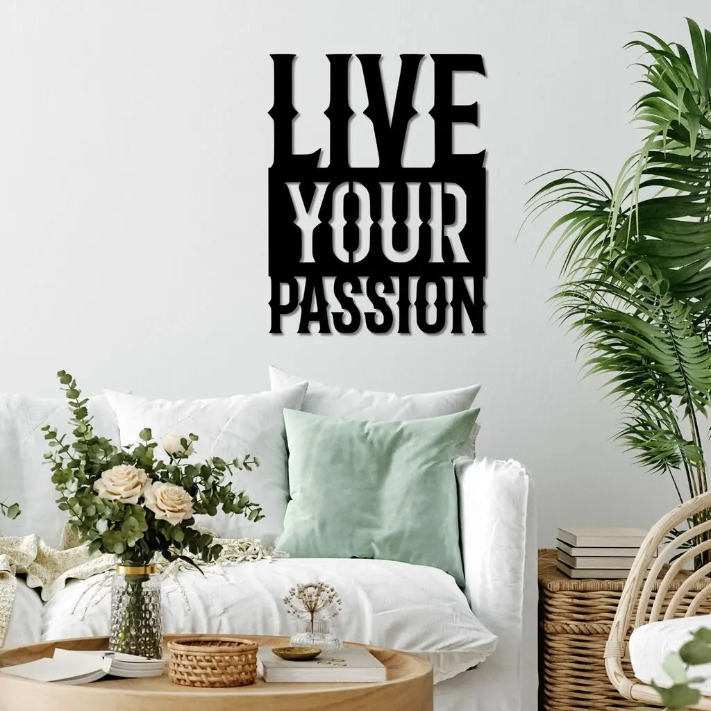 Wallity Zidna dekoracija Live Your Passion, 40 x 51 cm, Crna