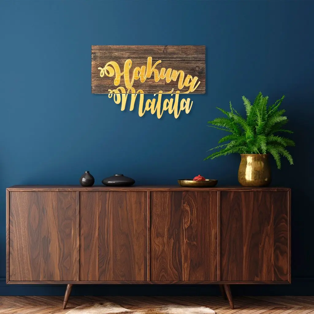 Wallity Zidna dekoracija Hakuna Matata Metal Decor, 38 x 58 cm, Smeđa