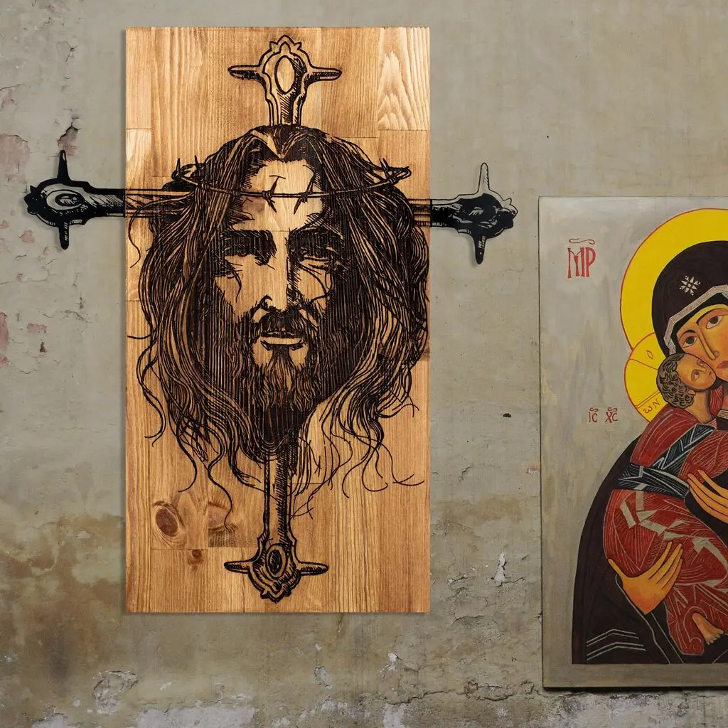 Wallity Zidna dekoracija Jesus, 48 x 57,5 cm, Crna