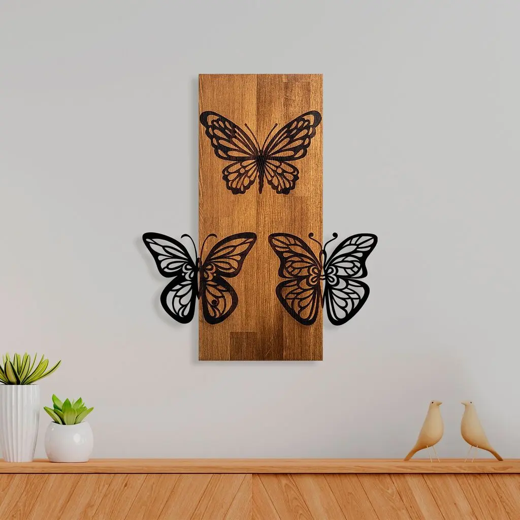 Wallity Zidna dekoracija Butterflies 1, 47 x 58 cm, Smeđa