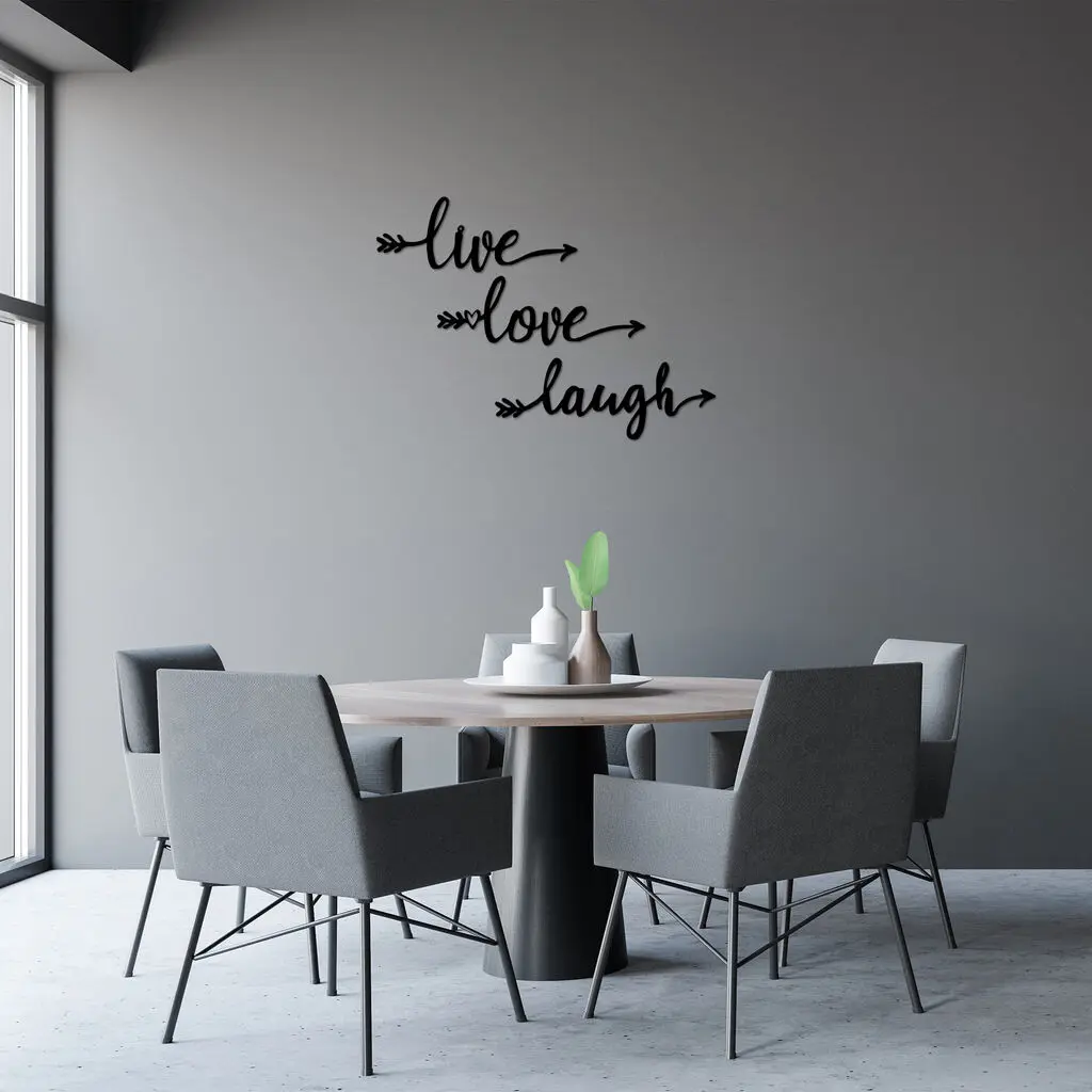 Wallity Zidna dekoracija Live Love Laugh, 60 x 60 cm, Crna