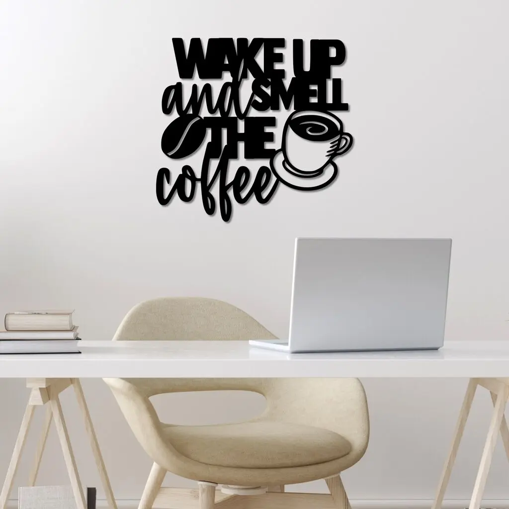 Wallity Zidna dekoracija Wake up Coffee, 52 x 48 cm, Crna