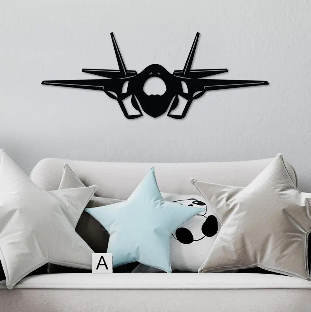 Wallity Zidna dekoracija F-35 Jet Fighter, 60 x 23 cm, Crna