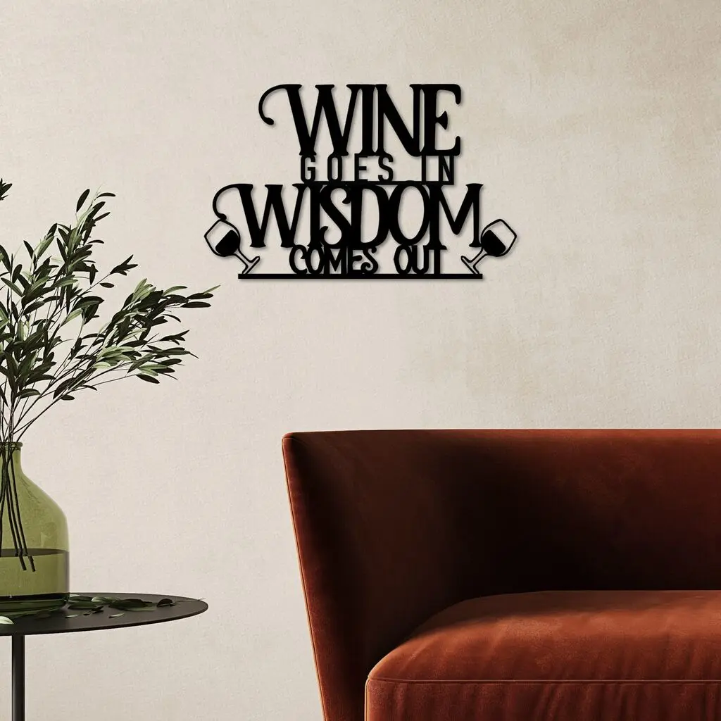 Wallity Zidna dekoracija Wine Wisdom, 55 x 34 cm, Crna