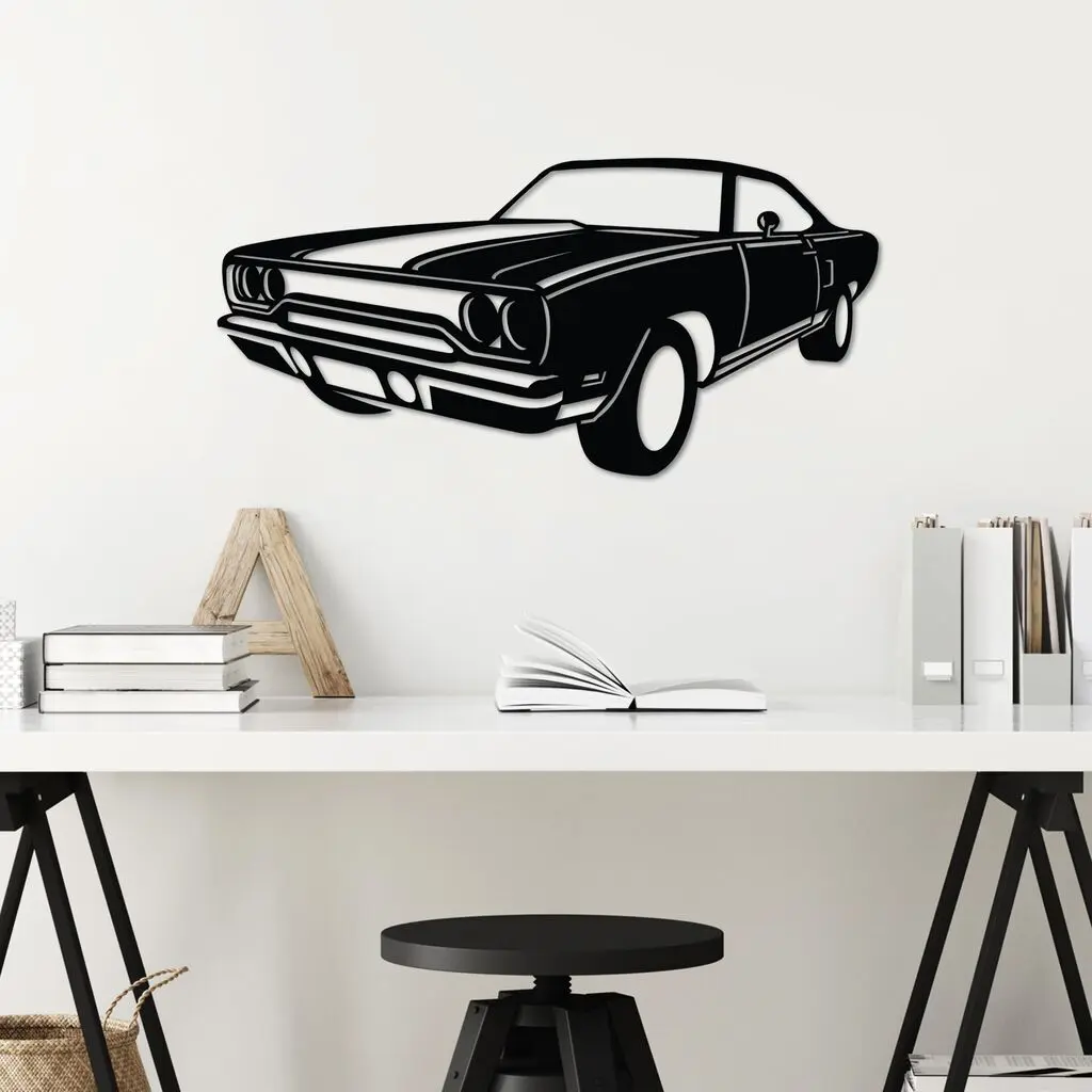 Wallity Zidna dekoracija Plymouth GTX, 60 x 30 cm, Crna