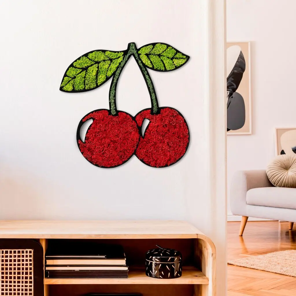 Wallity Zidna dekoracija Moss - Cherry, 40 x 42 cm, Crvena