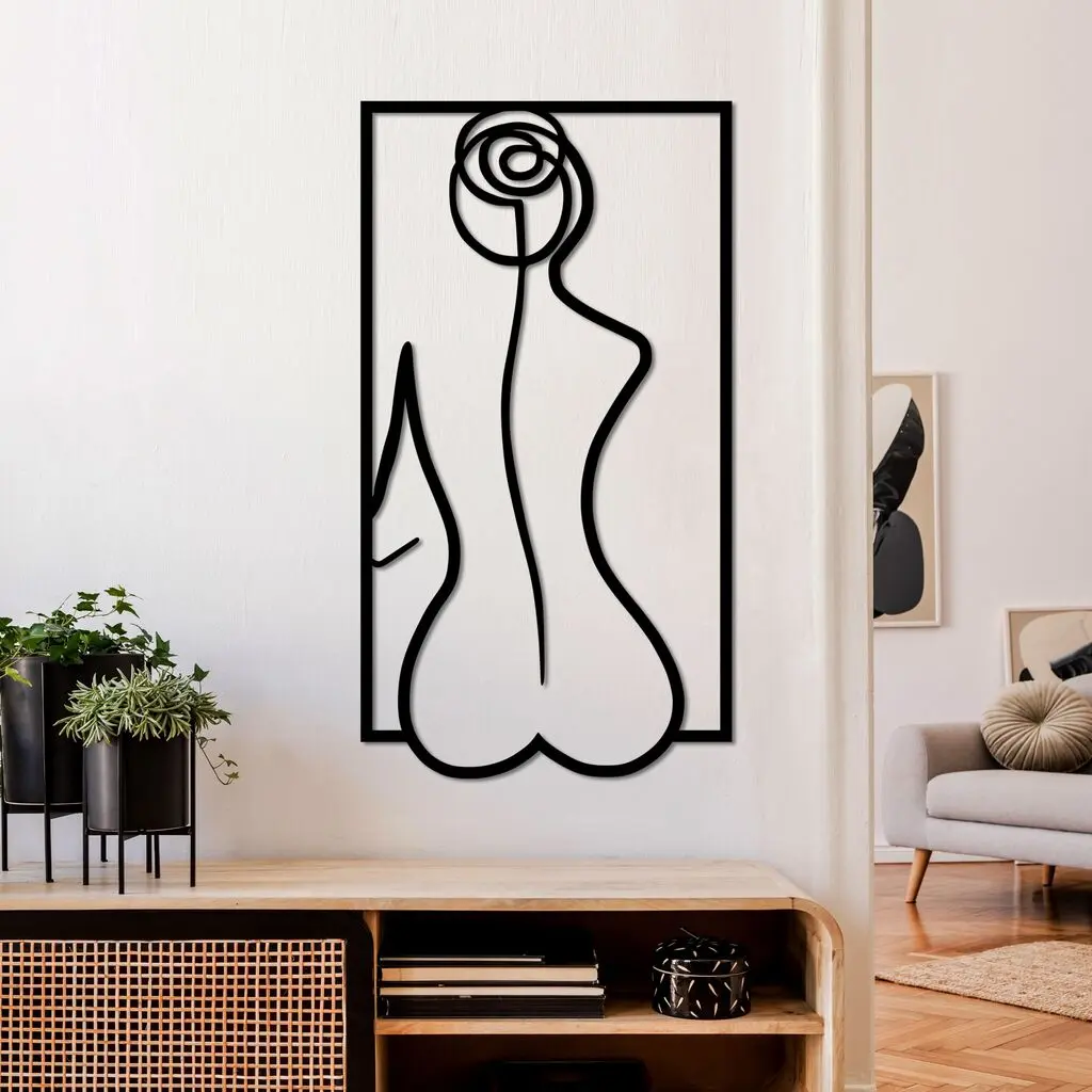 Wallity Zidna dekoracija Rose Silhouette - L, 70 x 38 cm, Crna